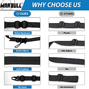 WarBull 2 Point Rifle Sling, Quick Adjust Gun Sling with HK Hook, Soft Shoulder Pad Tactical Sling for Rifle Shotgun and Crossbow, Gun Sling for Hunting and Outdoor Sports with Keychain Gift (Black)
