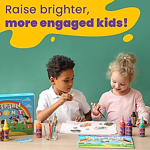 Kids Paint Washable Paint for Kids Non Toxic Paint for Toddlers Washable - Finger Paint Paper for Painting Kids Washable Paint Set Brushes | Toddler Paint Set for Kids Paint Set, Toddler Painting Set
