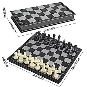 Nutsball 3 in 1 Magnetic Travel Chess Checkers Backgammon Set 12.5" Portable Folding Board Game for Kids and Adults