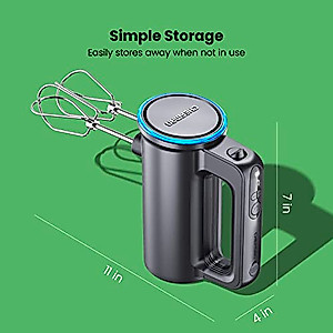 Chefman Cordless Hand Mixer, 7 Speed Electric Handheld Kitchen Food Mixer, Easily Whisk Eggs, Whip Cream, or Mix Cookie Dough, Digital Display, Dishwasher Safe Parts, and LED Charge Indicator Light