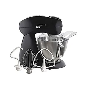 Hamilton Beach All-Metal 12-Speed Electric Stand Mixer, Tilt-Head, 4.5 Quarts, Pouring Shield, Licorice (63227)
