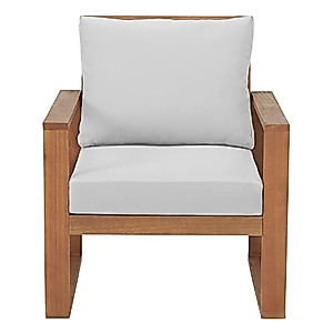 Weston Eucalyptus Wood Outdoor Chair with Gray Removable Cushions Weather-Resistant Deck Chair, Patio Furniture All-Weather, Backyard, Patio