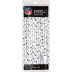 Creative Converting Officially Licensed NFL Paper Straws, 24-Count, Dallas Cowboys -