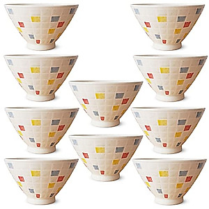J-kitchens 10-Piece Dinnerware Set, Stained Grate, Rice Bowl, Large, Hasami Yaki, Made in Japan