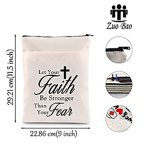 Zuo Bao Christian Gift Religious Book Pouch Let Your Faith Be Stronger Than Your Fear Book Sleeve Bible Verse Gift(Let Your Faith Be Stronger Than You Fear)