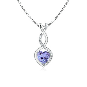 Angara Women’s 0.4 Cttw Sterling Silver Natural Tanzanite Infinity Pendant Necklace with diamond.