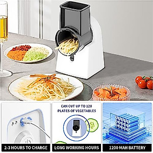 4-In-1 Fully Automatic Electric Slicer/Shredder, Electric Vegetable Cheese Grater Slicer with 4 Attachments, One-Touch Automatic Butter Slicer, Cutter Slicer Tool for Fruits, Cheeses, Salad Maker