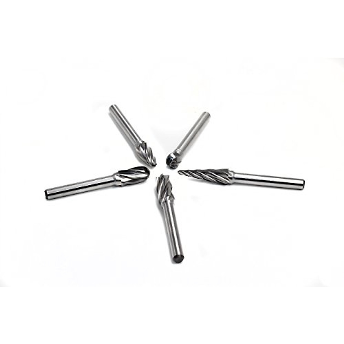 YUFUTOL Carbide Burrs for Aluminum - 5pcs Aluma Cut Carbide Rotary Burr Files Set 1/4"(6.35mm) Shank for Die Grinder Drill,Metal Carving,Polishing,Engraving, Drilling
