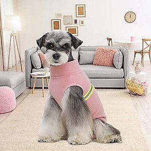 Dog Warm Coat, Polar Fleece Dog Pajamas Bodysuit for Small Medium Dogs Cats Walking Hiking Travel Sleeping, Cold Weather Puppy Vest Clothing, Stand Collar Thermal Doggie Winter Onesie Clothes