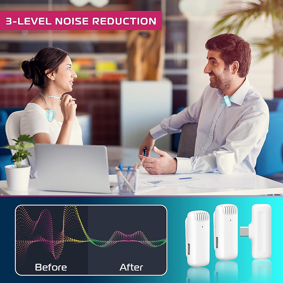 ULANZI J12 Wireless Lavalier Microphone for USB C Phone White, 2-in-1 Plug-Play Mic with Charging Case for Phone Video Recording Interview Youtubers Vloggers, 65ft Transmission Range