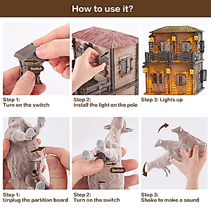 Lucky Doug Farm Animal House Toys Playset for Kids Toddlers Ages 3-8, 187 PCS Farm Building Toys Farmhouse Figures Pretend Play Set with 4 Animals, 4 Figures, A Tractor, 11" L x11 W x 14" H