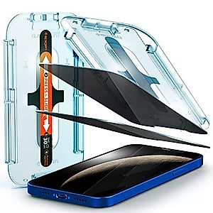 Spigen Tempered Glass Screen Protector [GlasTR EZ FIT - Privacy] Designed for iPhone 12 / iPhone 12 Pro - 2 Pack