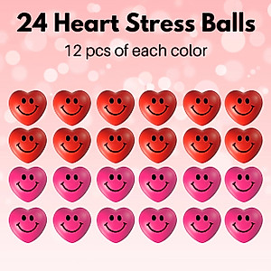4E's Novelty Mini 1.5" Heart Stress Ball (24 Pack) Bulk - Valentines Squishies - for Class Valentines Party Favors for Kids, Valentines Day Gifts for Kids Classroom, Small Size