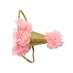 Infant Baby 1st Birthday Party Hat Princess Hairband Baby Girl Flower Delicate Hair Accessories Crown Party Hats, Pink, Small