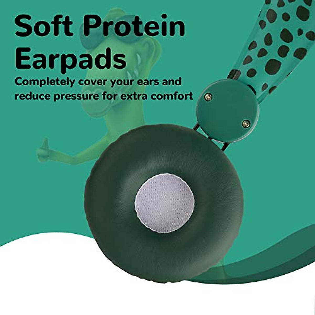 Geekria Headphones for Kids, Volume Limited Adjustable 85DB Kids Headphones Boys, Over On-Ear Headphones with Microphone for Kids for School Birthday Xmas Gift (Green)