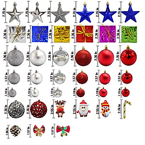 101 Pcs Christmas Tree Ornaments Ball Ornaments Set with Shatterproof Christmas Ball Decoration Santa Claus Star Pandent for Xmas Tree, Reusable Hand-held Gift Package (Red)