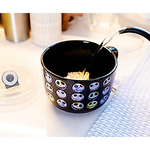 Disney The Nightmare Before Christmas Jack Expressions Ceramic Soup Mug With Vented Lid | Bowl Container For Ice Cream, Cereal | Large Coffee Mugs and Cups, Home & Kitchen Essentials | Holds 20 Ounces