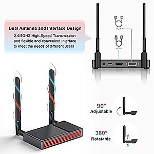 Wireless HDMI Transmitter and Receiver, Ultra HD HDMI Adapter Extender Converter Kit,Plug & Play Streaming Media Player Video Audio for Office Conferences,Home Theater,Seminars,Education