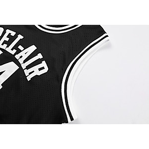 MESOSPERO #14 The Fresh Prince of Bel Air #25 Carlton Banks Basketball Jersey,90s Hip Hop Clothes for Party Men (14 Black, X-Large)