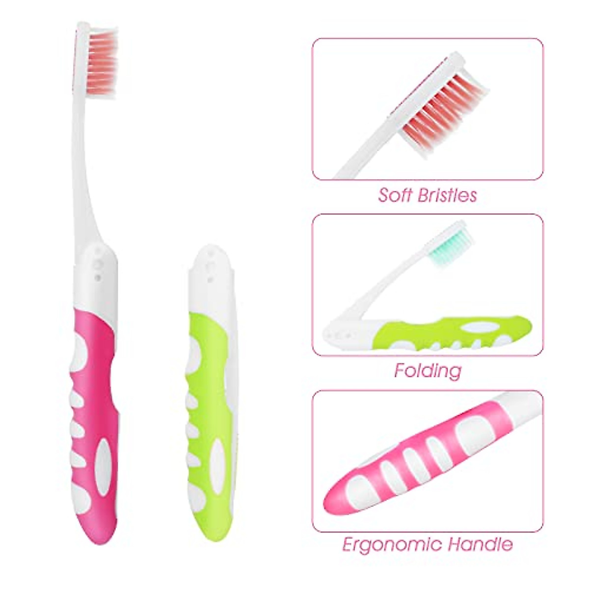 Sibba Travel Toothbrush, 4 Pack Folding Toothbrushes, Portable Soft Bristles Toothbrush with Box for Travel Camping Hiking School Home