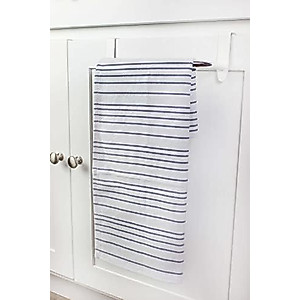 AuldHome Over Cabinet Towel Racks (2-Pack), Rustic Kitchen Towel Bars in Distressed White Enamel