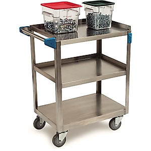 Carlisle FoodService Products Stainless Steel 3 Shelf Utility Cart, 15.5" x 24", Silver, 300 Pound Capacity