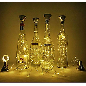 Cynzia Solar Wine Bottle Lights, 6 Pack 20LED Solar Powered Diamond Cork Lights, Waterproof Outdoor Fairy String Light for Garden, Patio, Party, Wedding, Holiday Decor (Warm White)