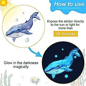 Glow in The Dark Under The Sea Wall Decals Glowing Ocean World Themed Wall Stickers Sea Turtle Seaweed Jellyfish Removable Wall Decor for Bathroom Bedroom Nursery Toddler Kids Boys Girls Room