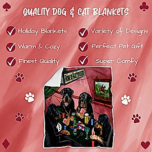 Home of Rottweiler Dogs Playing Poker Blanket - Lightweight Super Soft Cozy and Durable Bed Blanket - Animal Theme Fuzzy Blanket for Sofa Bed Couch BLNKT64511 (50x60 Woven)