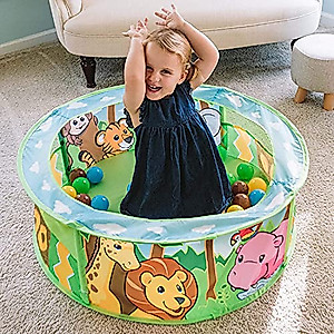 Sunny Days Entertainment Zoo Adventure Ball Pit with Play Balls – Indoor Pop Up Play Tent for Toddlers and Kids | Colorful Balls Included | Amazon Exclusive