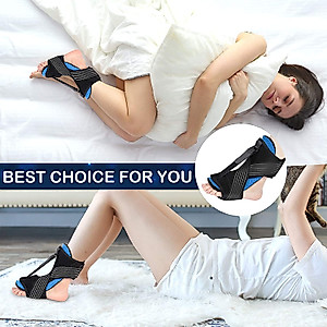 Plantar Fasciitis Night Splint, Adjustable Ankle Brace Foot Drop Orthotic Brace with Hard Spiky Massage Ball Arch Brace Pads, Foot Support Night Splint for Achilles Tendonitis Arch Foot Pain (Black)