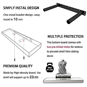 INHABIT UNION White Floating Shelves for Wall-24in Wall Mounted Display Ledge Shelves Perfect for Bathroom,Bedroom,Living Room and Kitchen Decor Storage