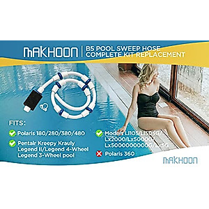 Makhoon Automatic Pool Cleaner Sweep Hose Complete B5 Replacement Compatible with Polaris Zodiac 180 280 360 380 480 Pool Cleaner Sweep Hose Complete B5 B-5 (1)