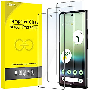 JETech Screen Protector for Google Pixel 6a 6.1-Inch, Fingerprint Compatible, Tempered Glass Film, HD Clear, 3-Pack