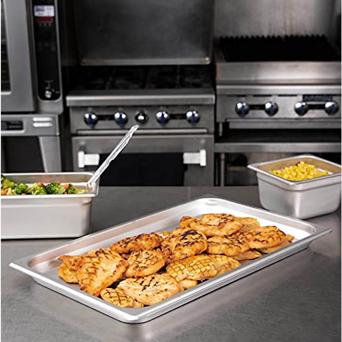 Carlisle FoodService Products 607001 DuraPan Light Gauge Stainless Steel Full-Size Steam Table Food Pan, 1" Deep (Pack of 6)