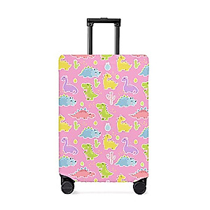 Travel Luggage Cover Cute Dinosaur Children Cartoon Cactus Pink Girl Anti-Scratch Luggage Protector Personalized Suitcase Cover Washable Suitcase Protector with Concealed Zipper Fits 29-32in Luggage