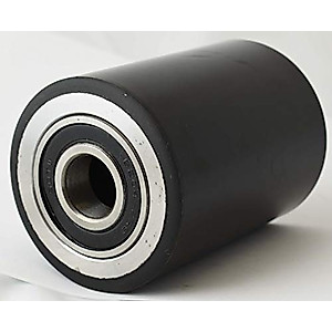 Pallet Jack/Truck Load Wheels Set with Entry Exit Roller (4 pcs) 2.75" x 3.75" with Bearings ID 20mm Poly Tread Black