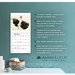 The Artful Chicken 2023 Wall Calendar: Brush & Ink Watercolor Paintings