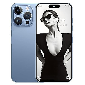 RAYPUR i14 Pro Max 4G/5G Unlocked Smartphones, 16GB 1TB Large Capacity Mobile Phone, 7.3INCH HD Full Screen, 72MP 108MP Camera Cell Phone Face Unlock,Blue-1TB