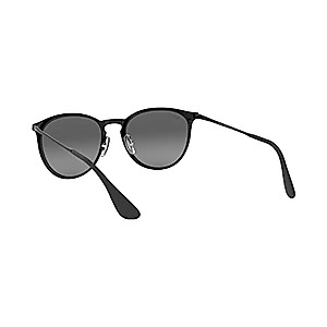 Ray-Ban RB3539 Erika Metal Round Sunglasses, Black/Polarized Light Grey Gradient Grey, 54 mm