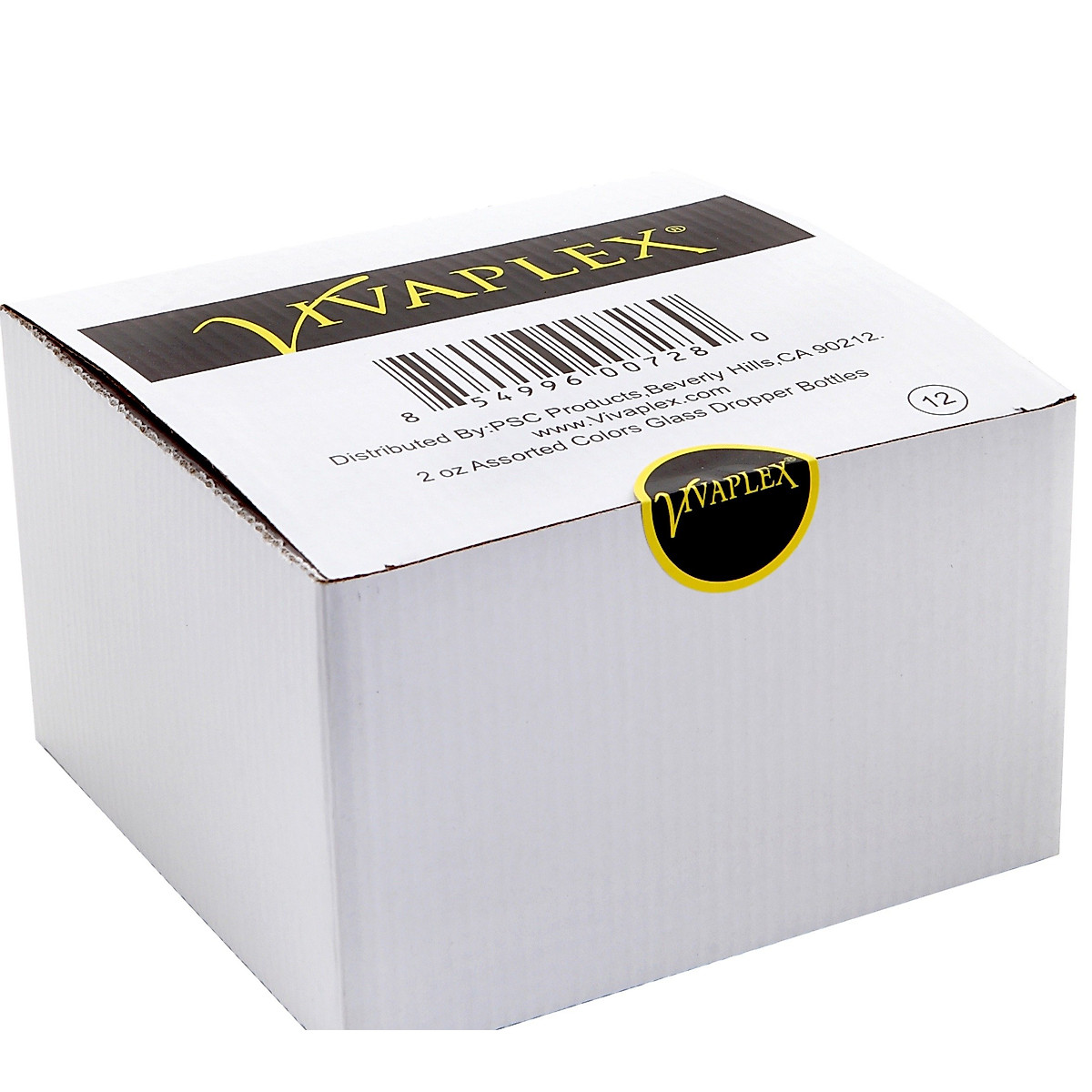 Vivaplex, 12, Assorted Colors, 2 oz Glass Bottles, With Glass Eye Droppers