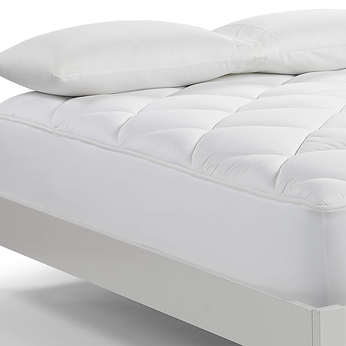 Serta Luxury Firm Fiber Fill Cooling Fitted Mattress Pad Cover, Cal King, White