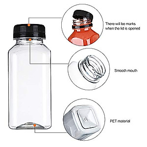 Wjzhfwzt 24 Pack Empty Plastic Juice Bottles-Food Grade Reusable PET Clear Water Bottle Recyclable Drink Bulk Containers with Leak-Proof Lids for Juice, Water, Milk and Beverages (8oz)