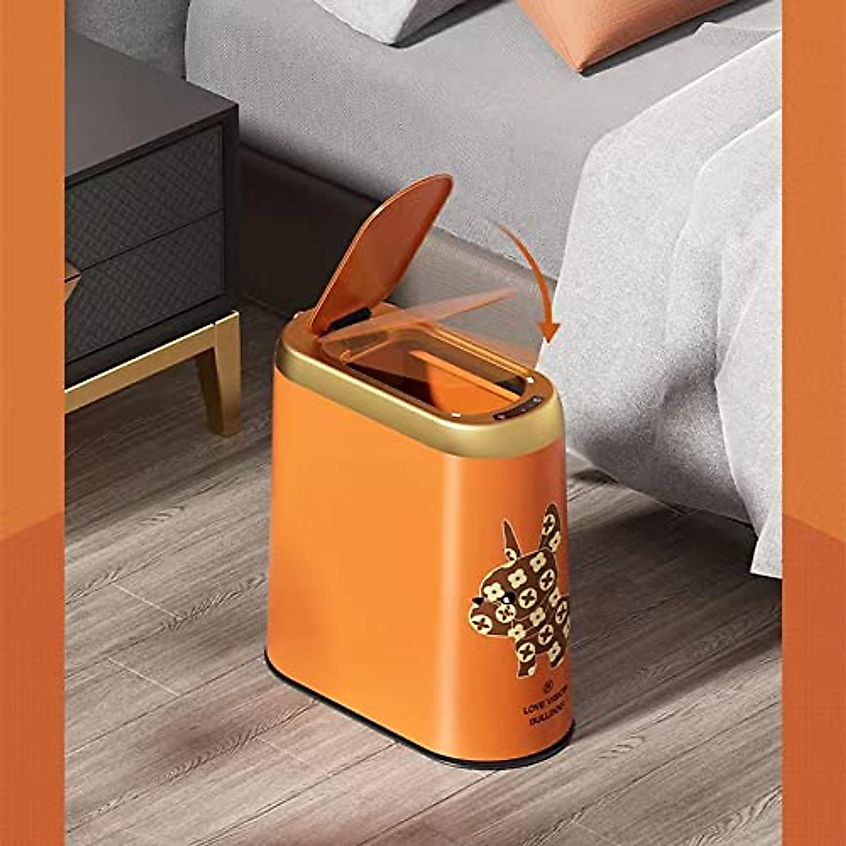 ENFILY Automatic Infrared Motion Sensor Trash Can with Lid, 3.2 Gallon/12 L Smart Electric Touchless Handsfree Kick Garbage Bin, USB Rechargeable Waste Container with 75 Counts (5 Rolls) Trash Bag