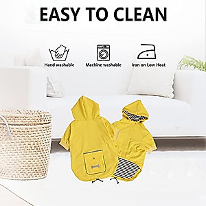 Personalised Dog rain Coat Waterproof Puppy Suit Jacket with Legs Hood and Pocket - Best for Yorkie Terrier Schnauzer Poodle Border Collie Labrador Golden Retriever 8lbs to 70lbs - Yellow - S