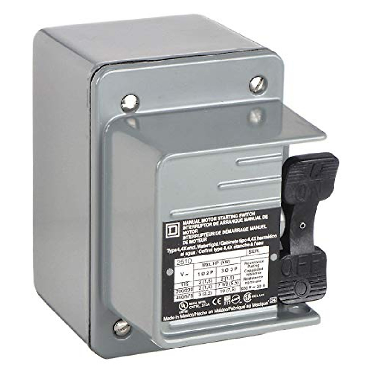 SCHNEIDER ELECTRIC 2510KW2 Manual Switch 600-Vac Kplus Options, Black