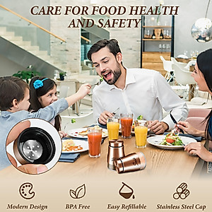 Copper Salt and Pepper Shakers Set, 5 oz Glass Bottom Salt Shaker with Stainless Steel Lid Modern Farmhouse Kitchen Decor and Accessories for Restaurant, Wedding, Housewarming Gifts (Copper)