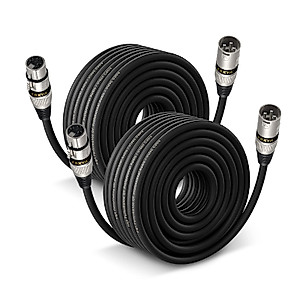 EBXYA XLR Cable 50 Ft 2 Pack, Balanced DMX Cable, 3 Pin Male to Female Microphone Cable Mic Patch Cords Compatible with Speakers, Mixer, Stage Lighting