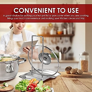 Stainless Steel Spoon Rest with Lid Holder or, Pan Pot Cover Lid Rack, Heat-Resistant, Stainless Steel Home Kitchen Utensils HoldersSpoon and Lid Rest, Pot Lid Organizer, Kitchen Counter Dec