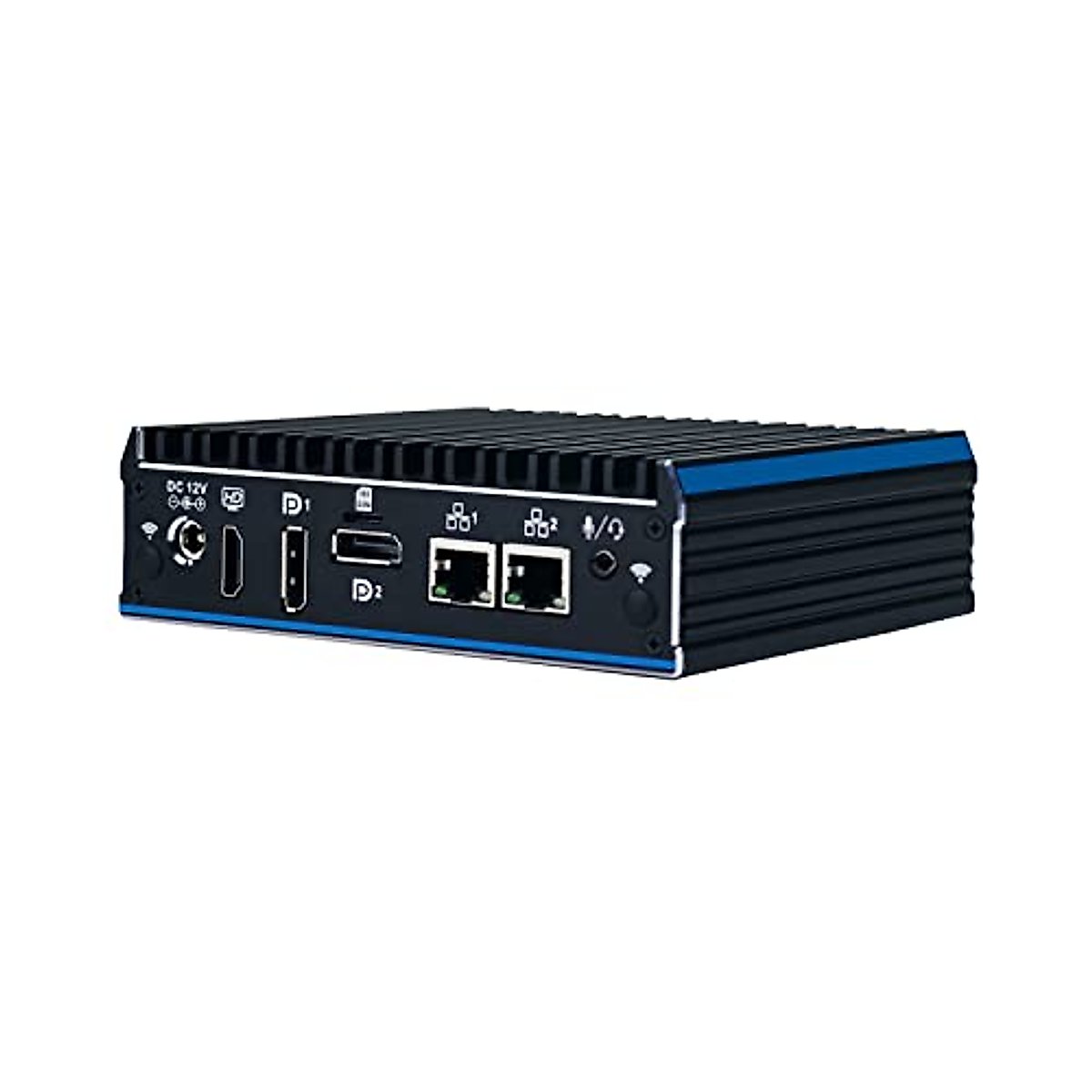 HUNSN Fanless Din Rail Mini PC, Industrial Computer, Windows 11 or Linux Ubuntu, Intel Celeron J4125, BX03a, COM, HDMI, 2 x DP, SIM Slot, 2 x LAN, WOL, PXE, Watchdog, 16G RAM, 128G SSD